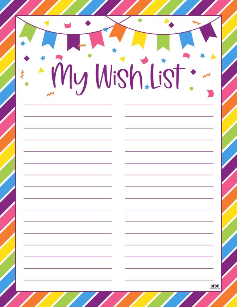 Birthday Wish List Templates 12 FREE Lists PrintaBulk