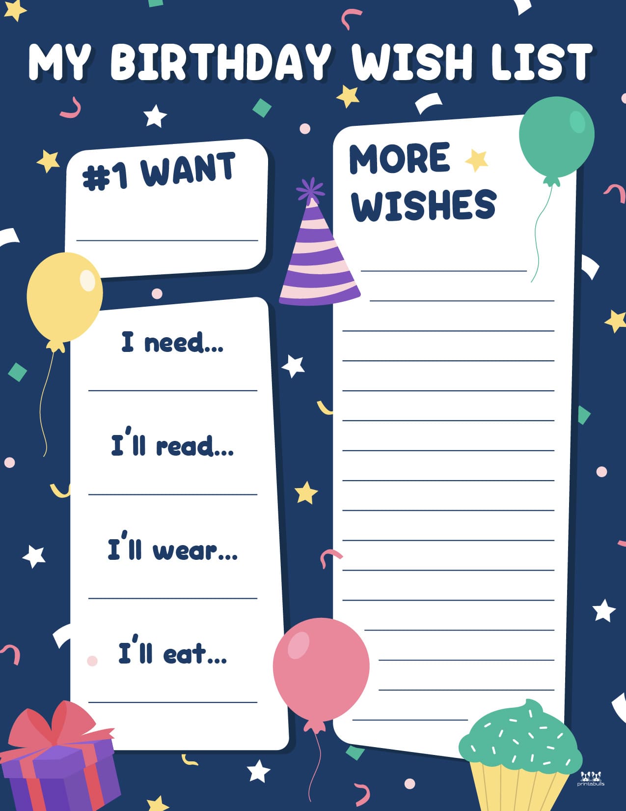 Birthday Wish List Templates - 12 FREE Lists | Printabulls