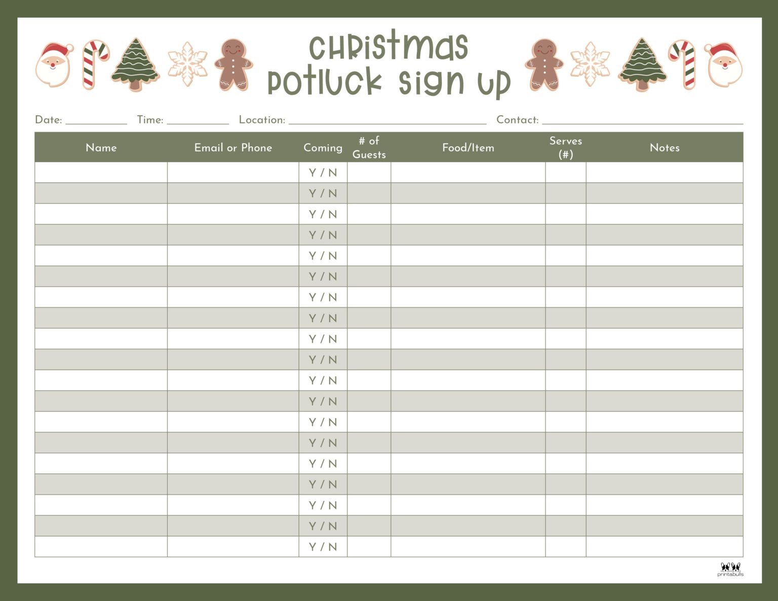 Potluck Sign Up Sheets - 74 FREE Sheets | Printabulls