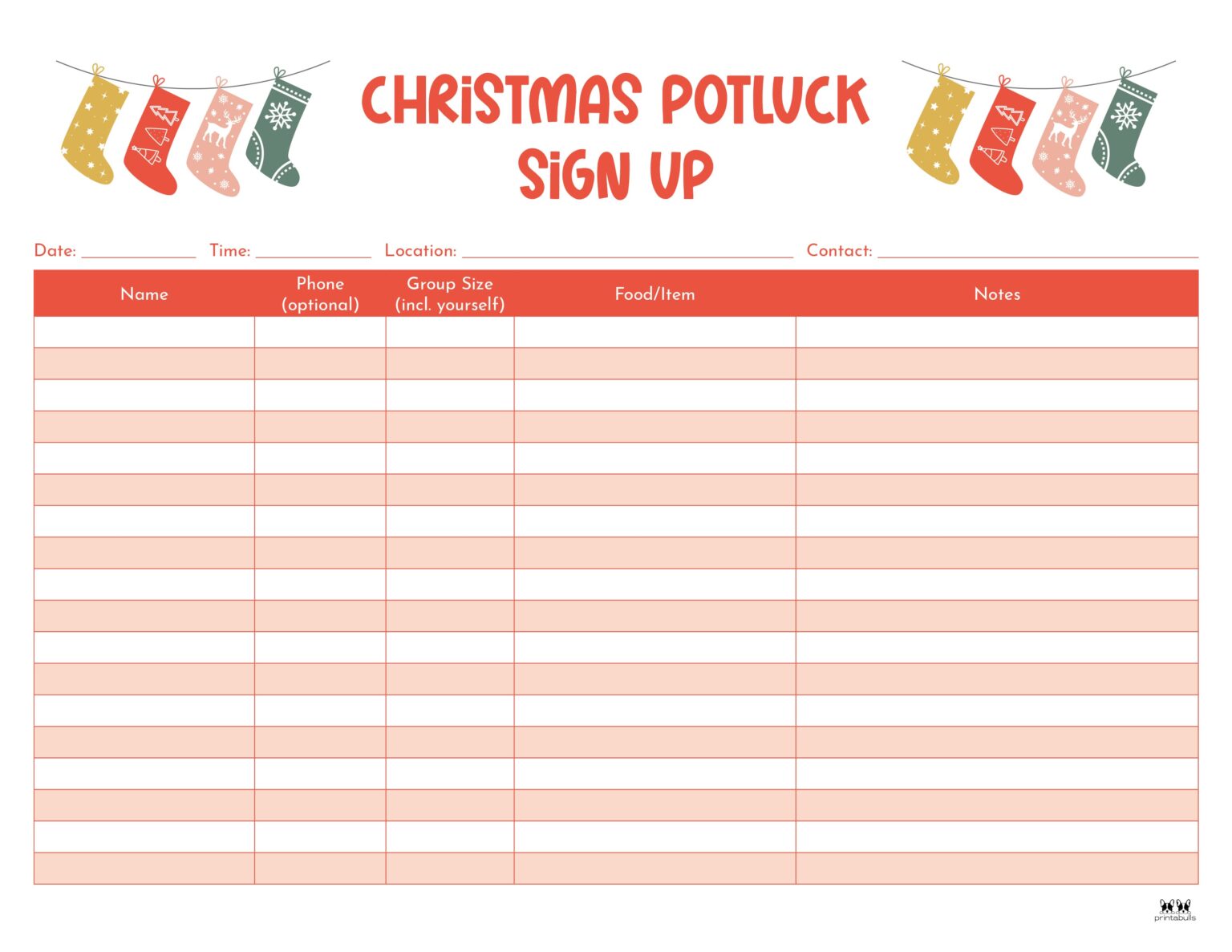 Potluck Sign Up Sheets - 74 FREE Sheets | Printabulls