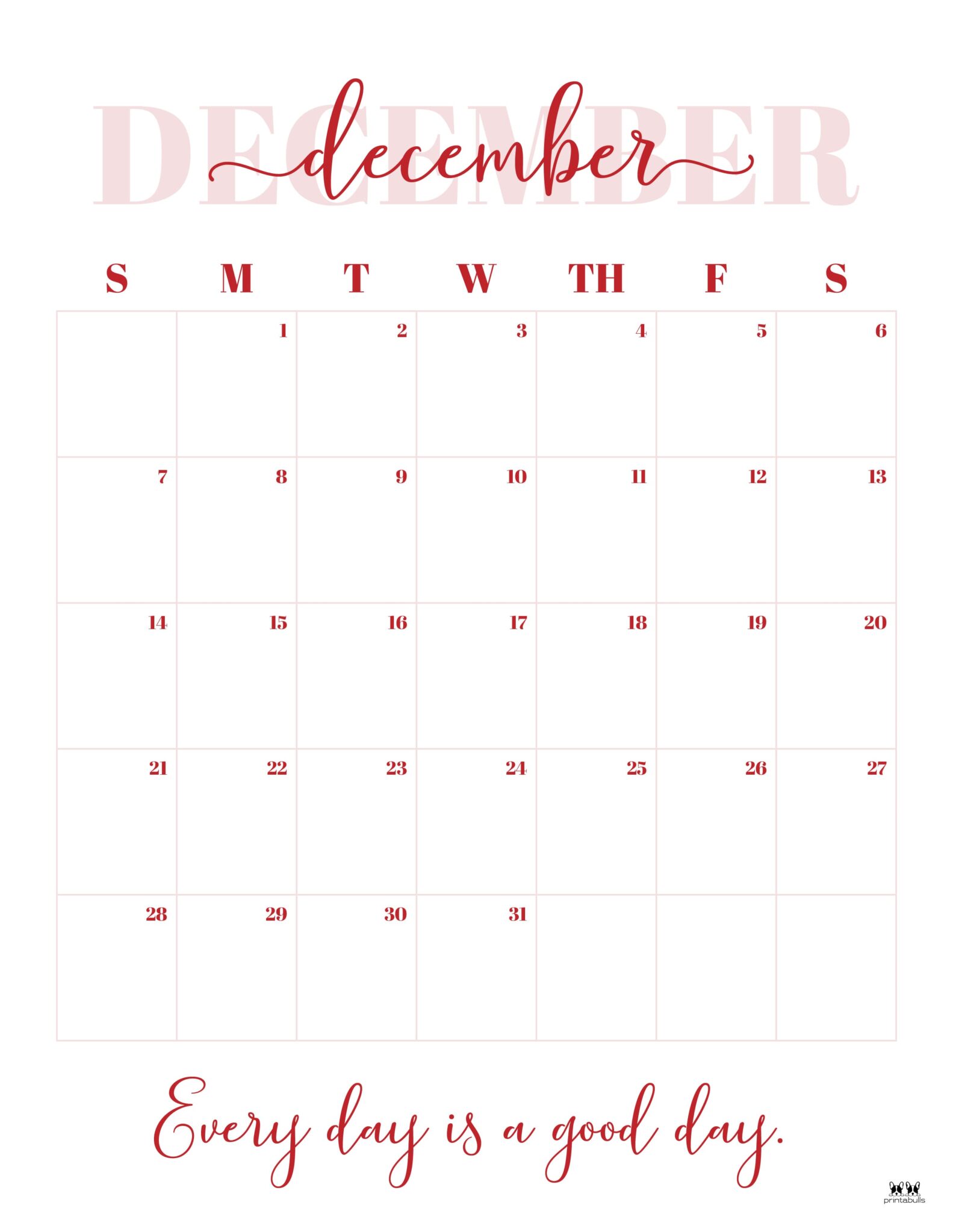 December 2025 Calendars - 107 FREE Printables | Printabulls