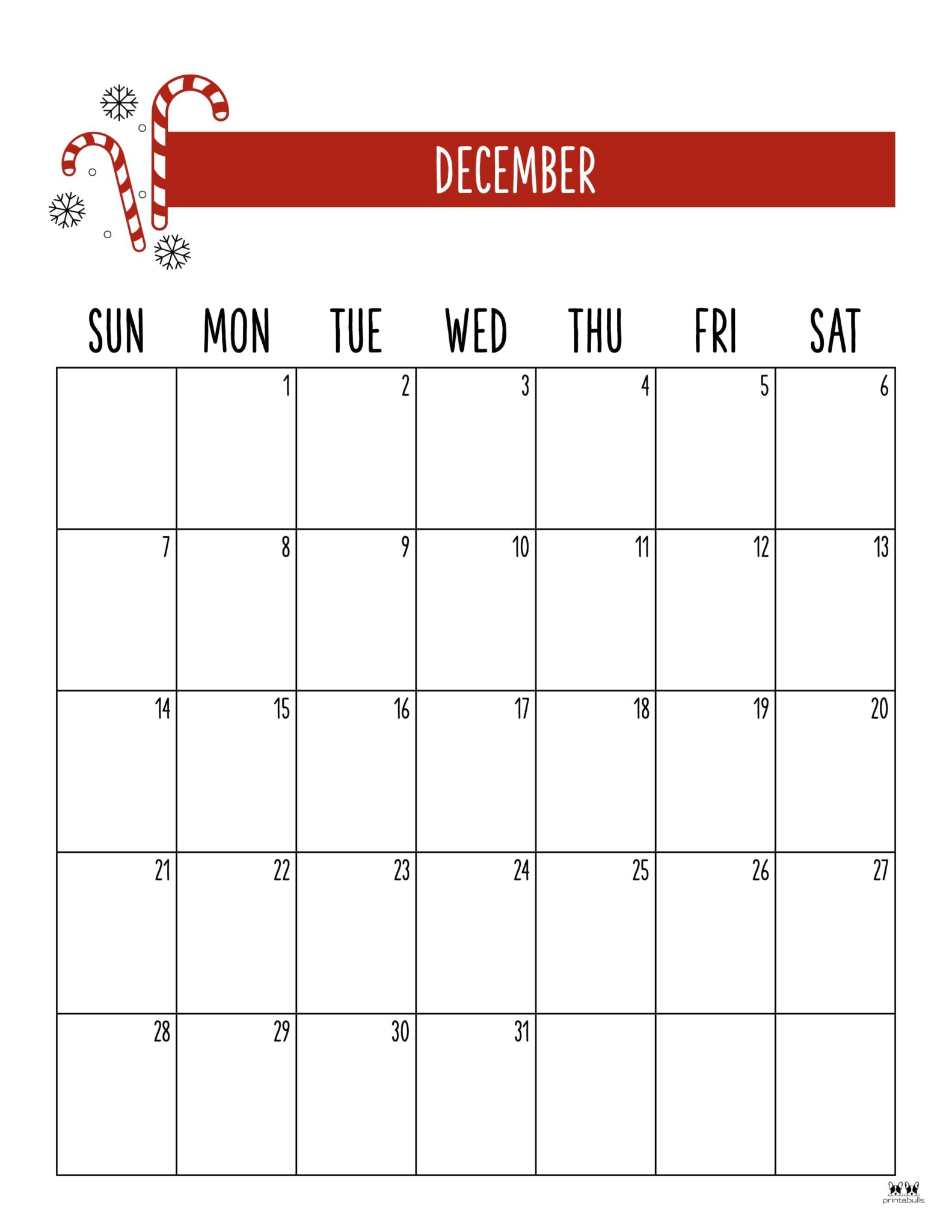 December 2025 Calendars - 107 FREE Printables | Printabulls