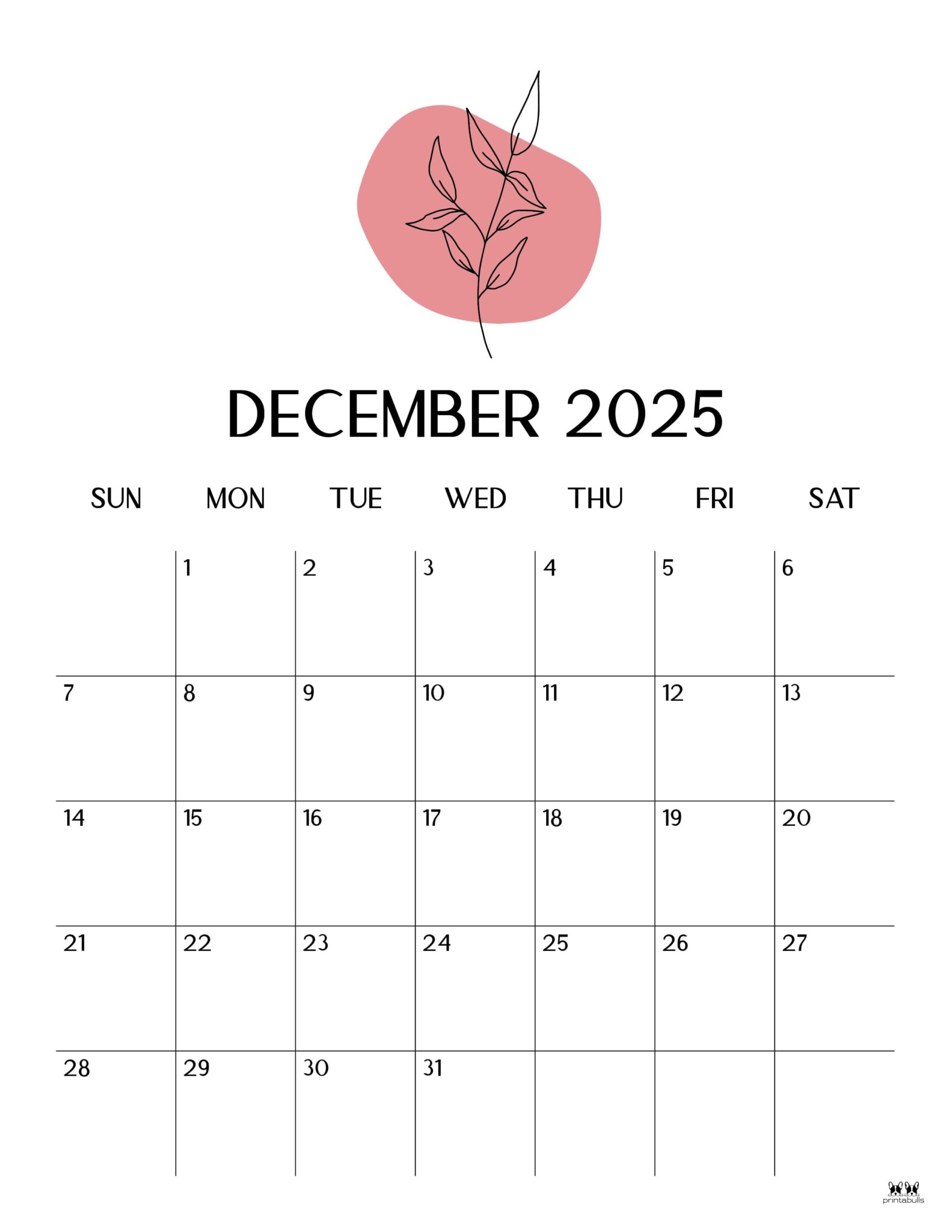 December 2025 Calendars - 107 FREE Printables | Printabulls