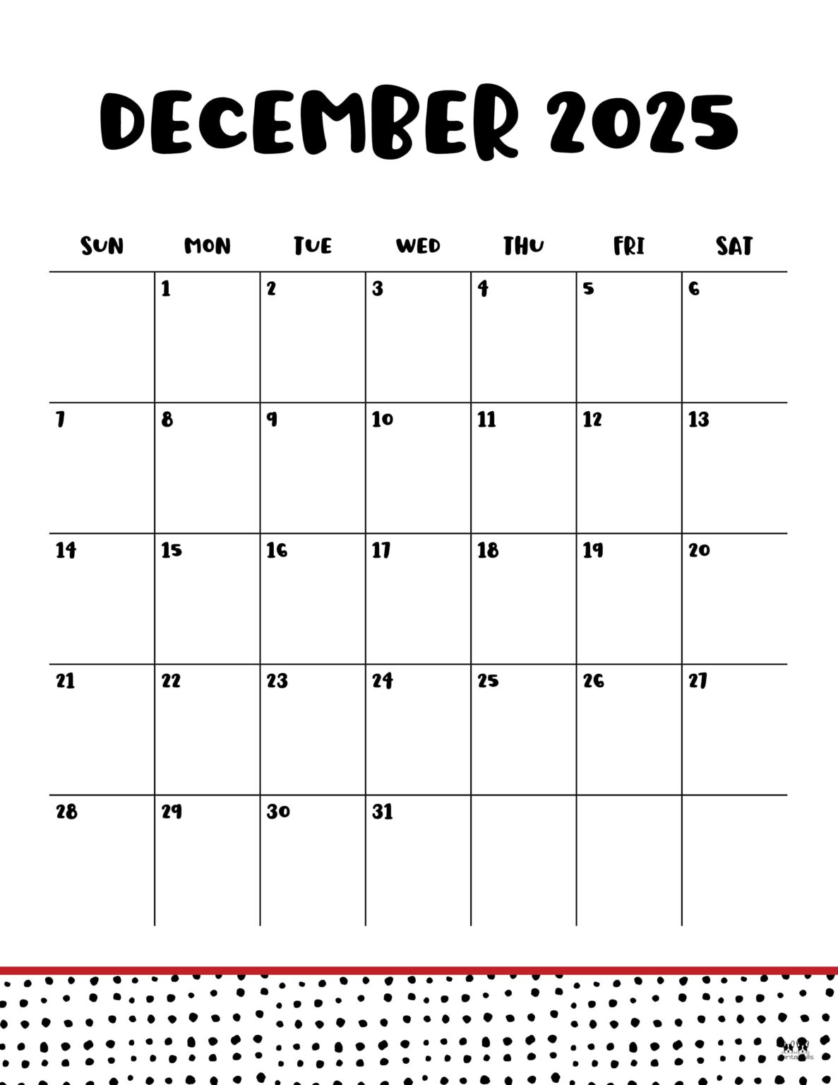 December 2025 Calendars - 107 FREE Printables | Printabulls