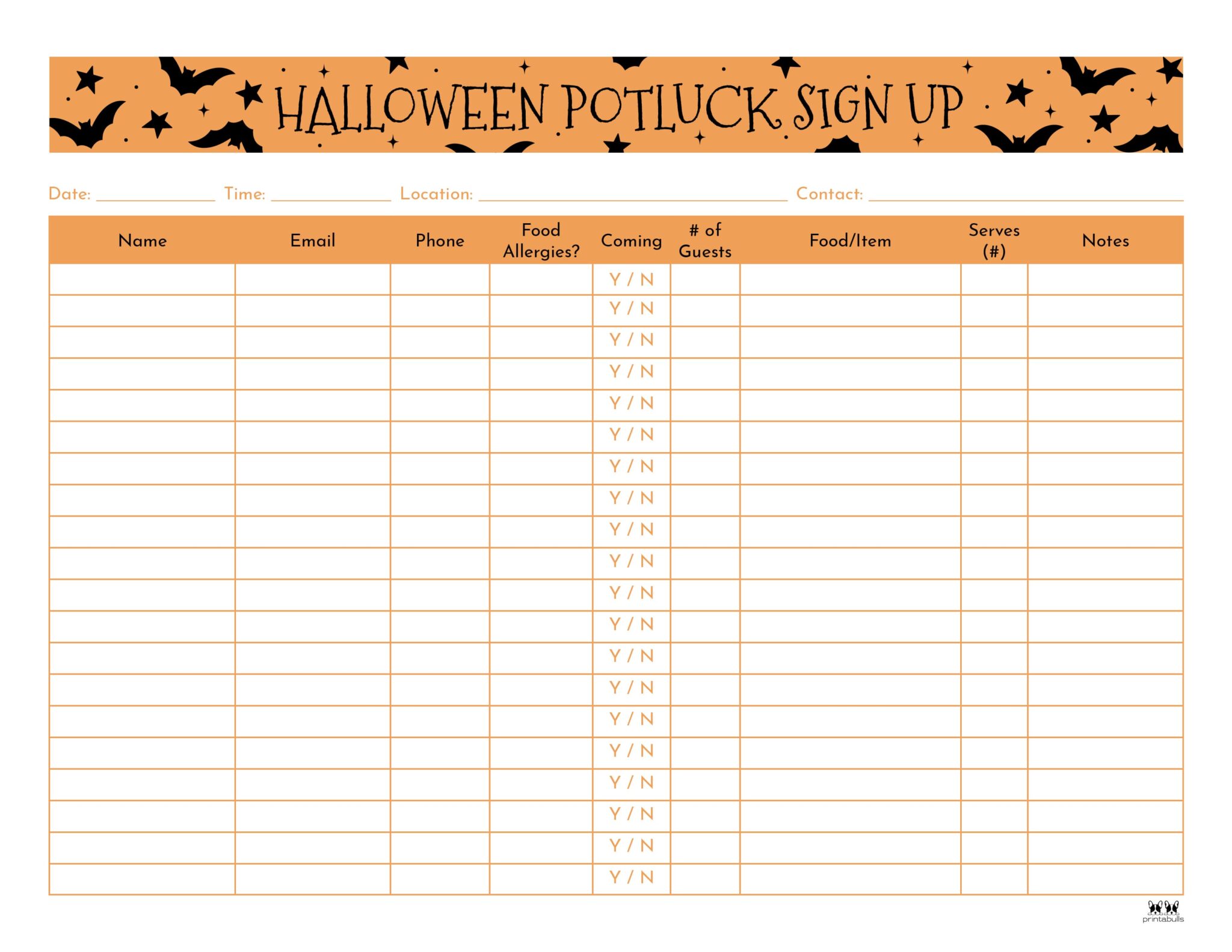 Potluck Sign Up Sheets - 74 FREE Sheets | Printabulls