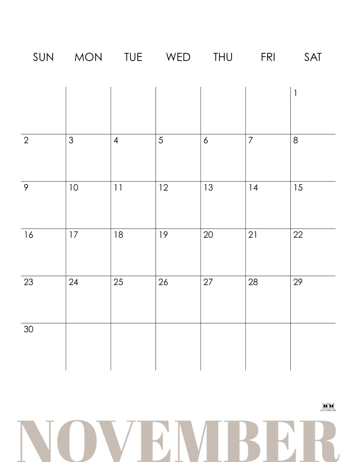 November 2025 Calendars - 107 FREE Printables | Printabulls