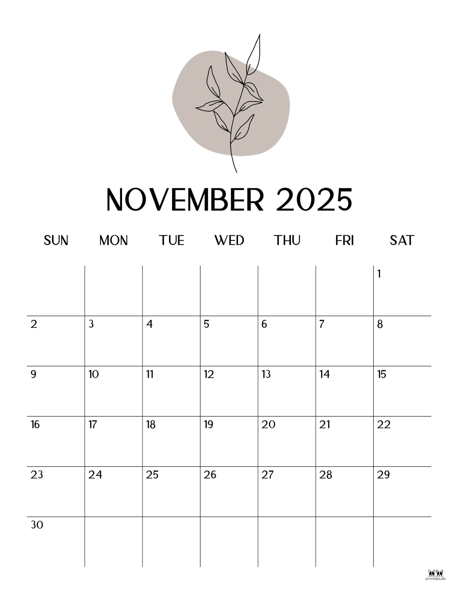 November 2025 Calendars - 107 FREE Printables | Printabulls