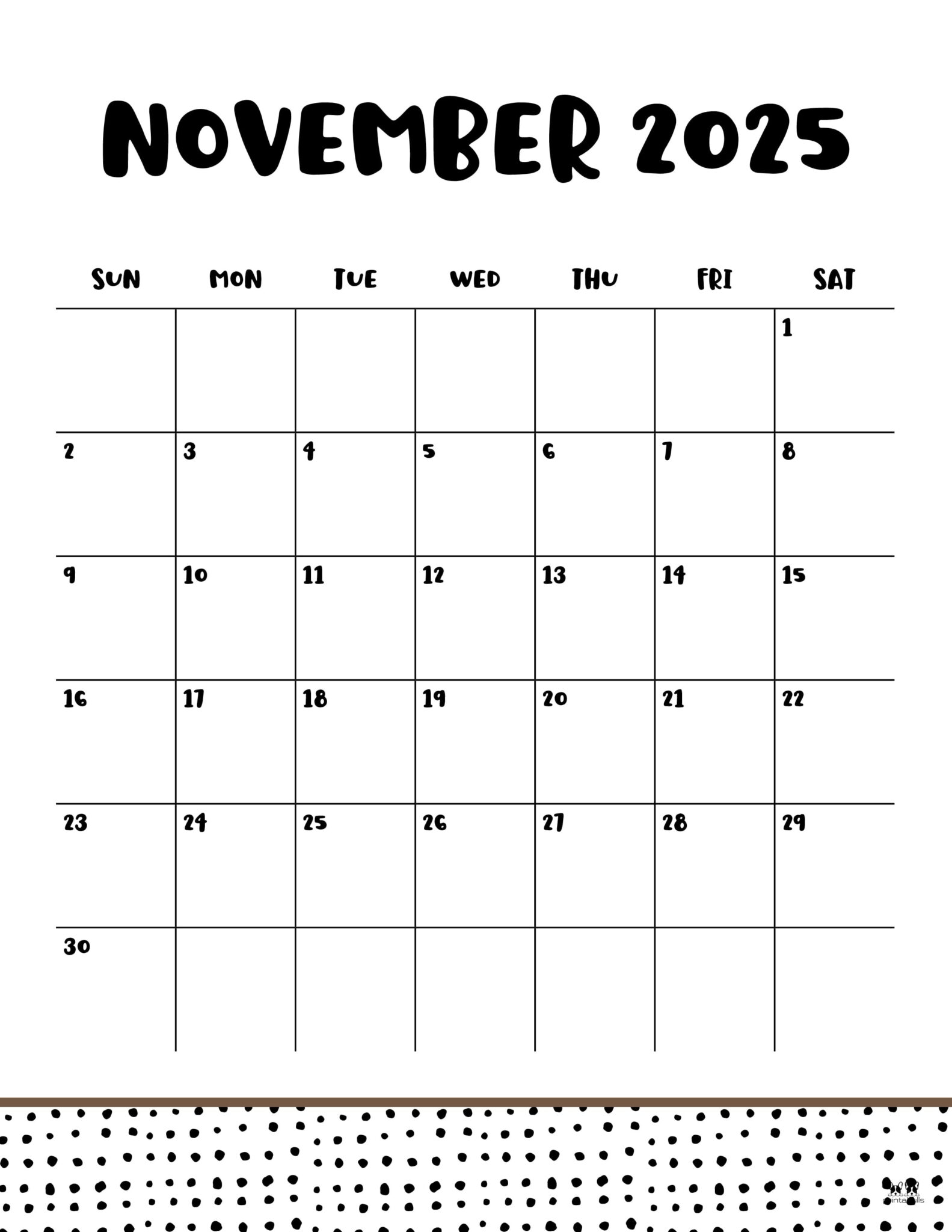 November 2025 Calendars - 107 FREE Printables | Printabulls