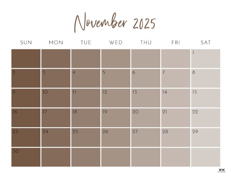 November 2025 Calendars - 107 FREE Printables | Printabulls