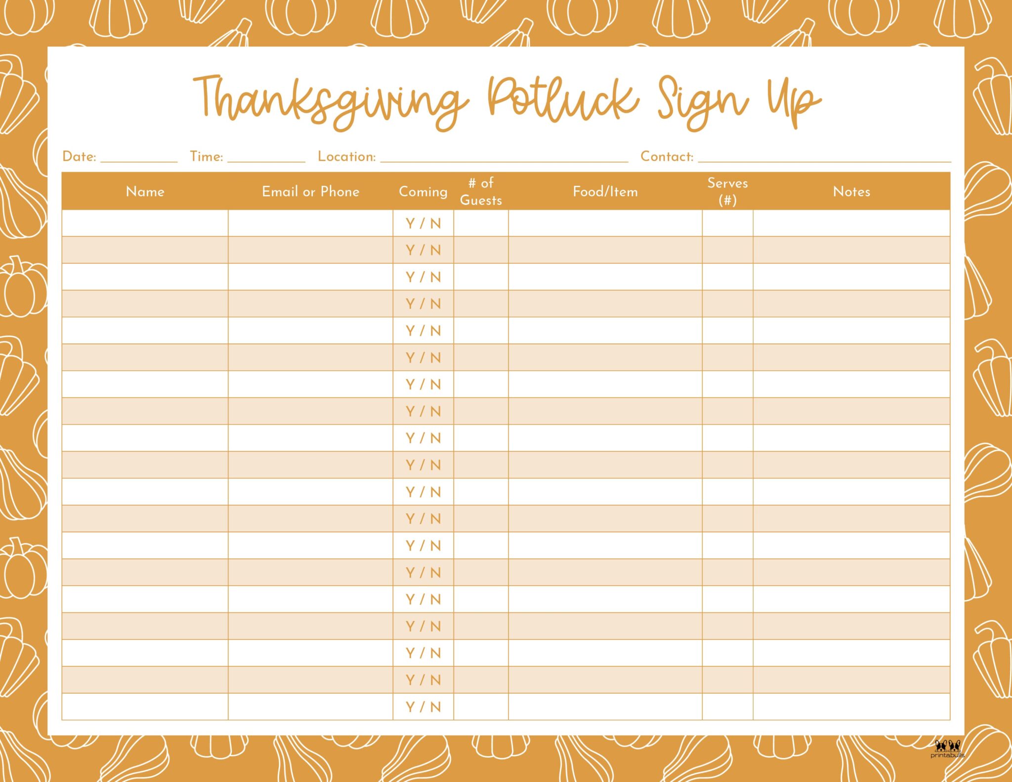 Potluck Sign Up Sheets - 74 FREE Sheets | Printabulls