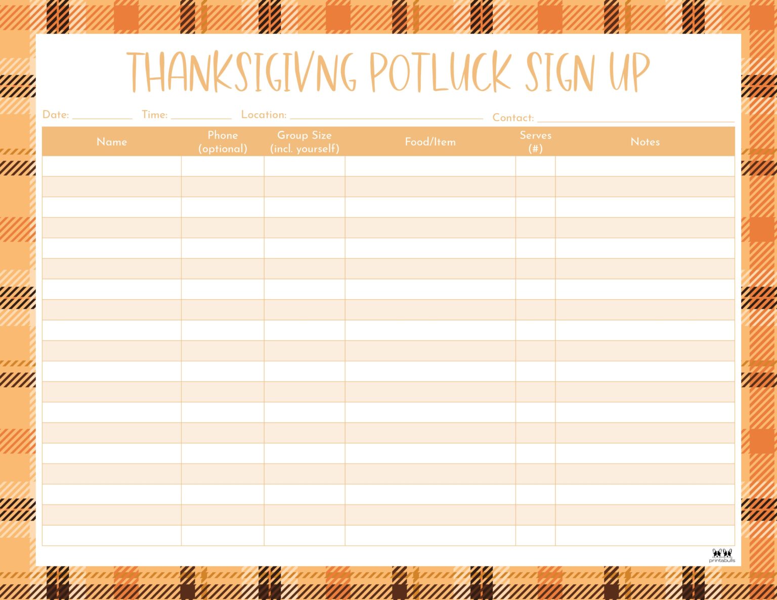 Potluck Sign Up Sheets - 74 FREE Sheets | Printabulls
