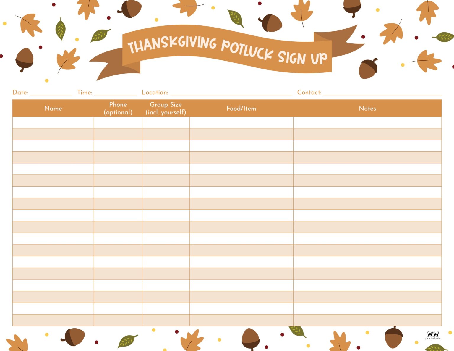 Potluck Sign Up Sheets - 74 FREE Sheets | Printabulls