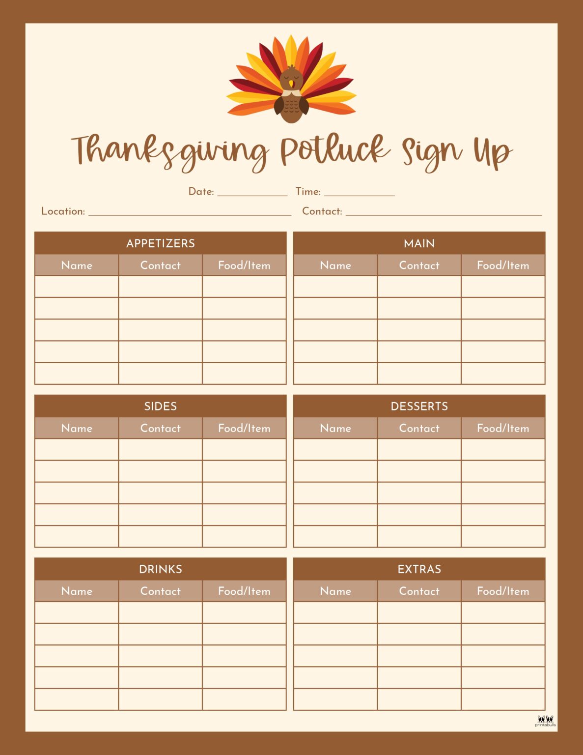 Potluck Sign Up Sheets - 74 FREE Sheets | Printabulls
