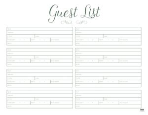 Wedding Guest List Templates - 20 FREE Lists | Printabulls