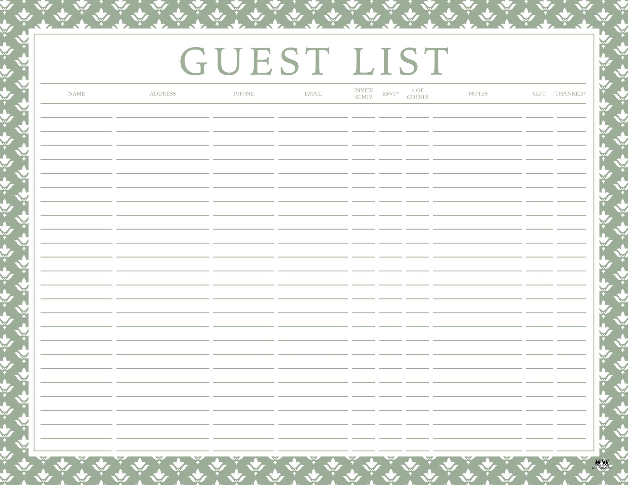 Wedding Guest List Templates - 20 FREE Lists | Printabulls