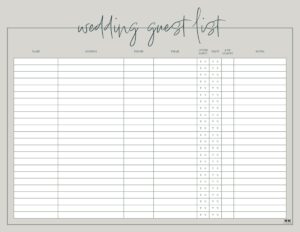 Wedding Guest List Templates - 20 FREE Lists | Printabulls