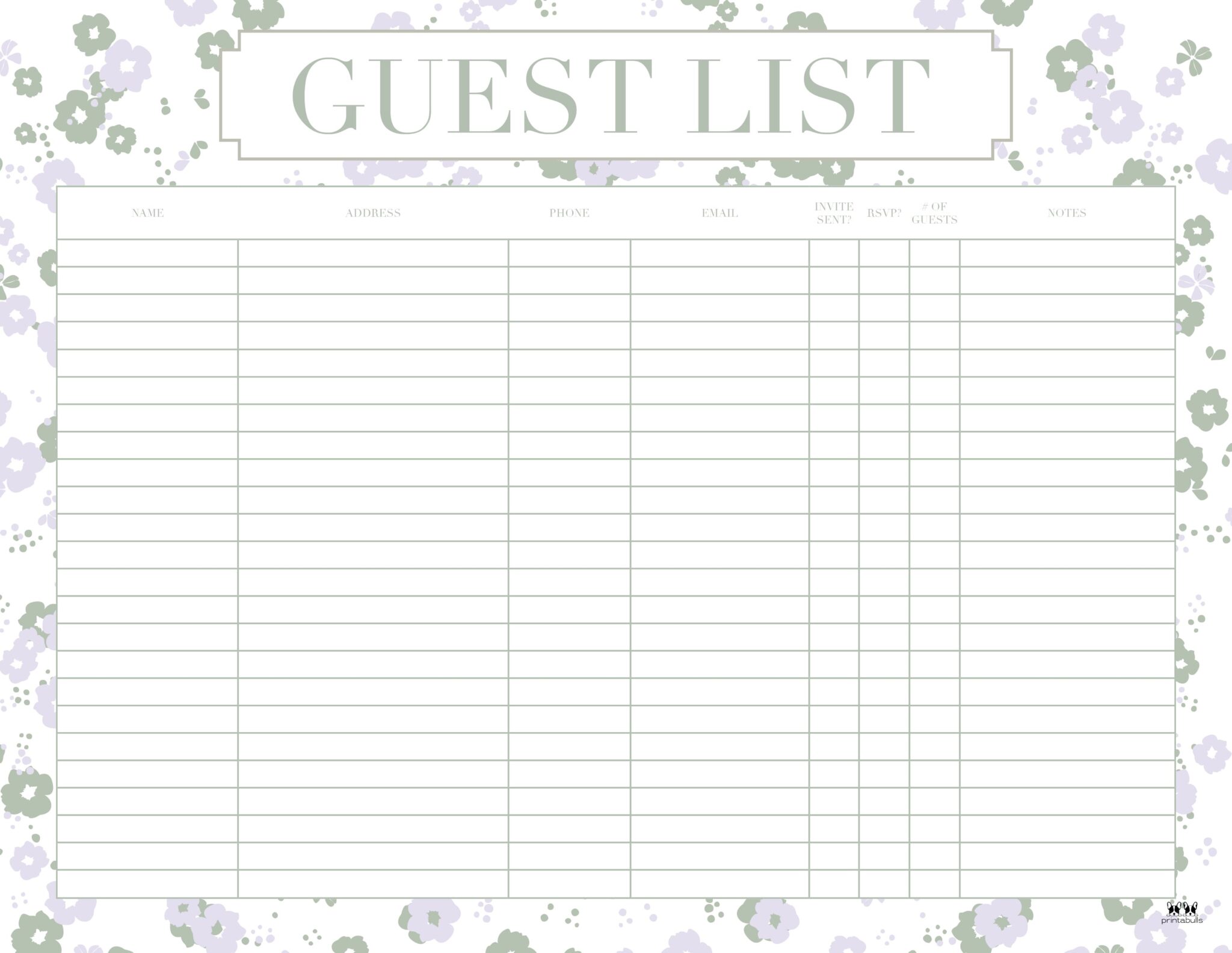 Wedding Guest List Templates - 20 FREE Lists | Printabulls