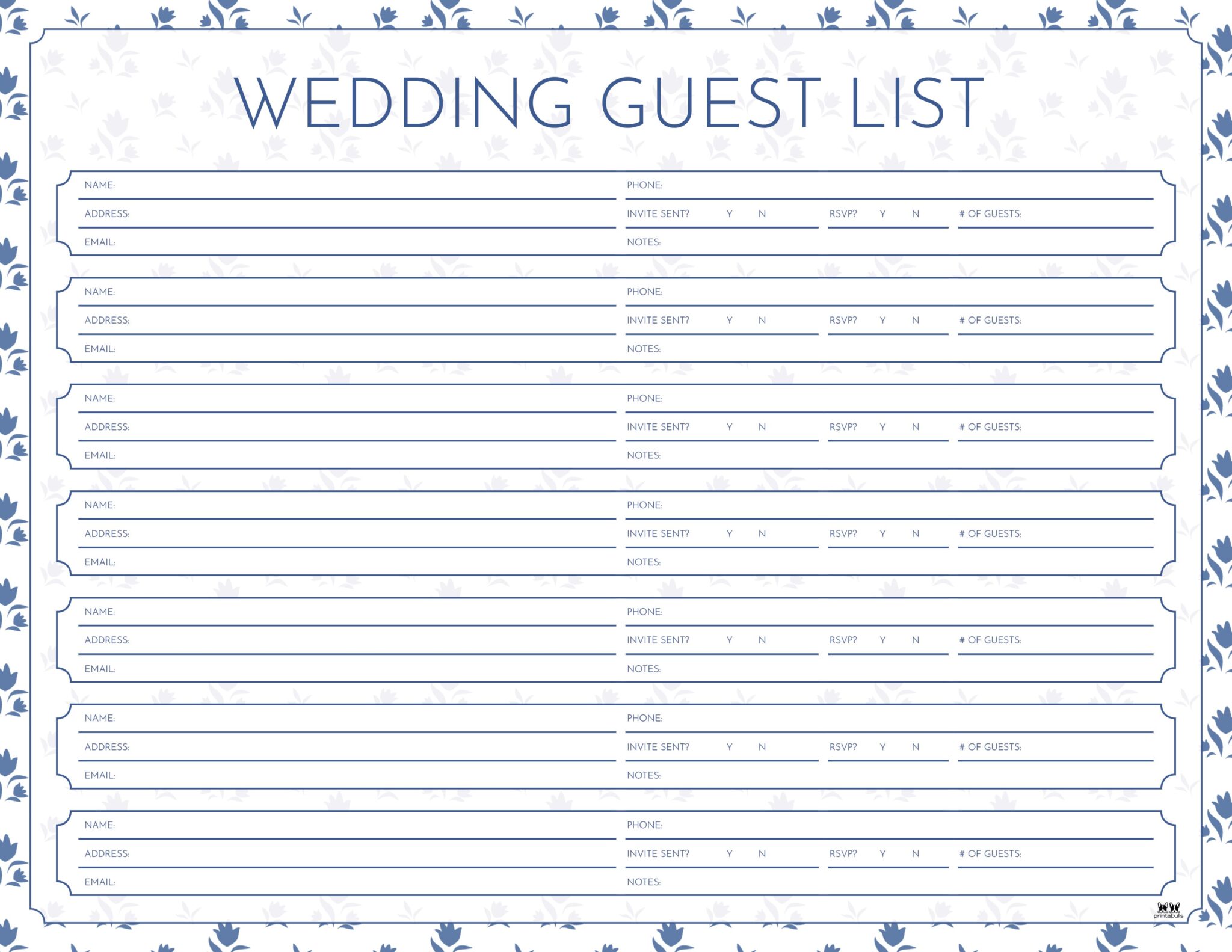 Wedding Guest List Templates - 20 FREE Lists - PrintaBulk