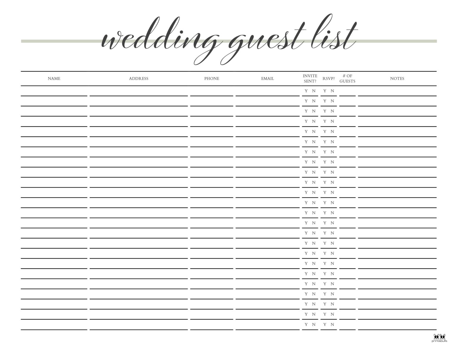 Wedding Guest List Templates - 20 FREE Lists | Printabulls