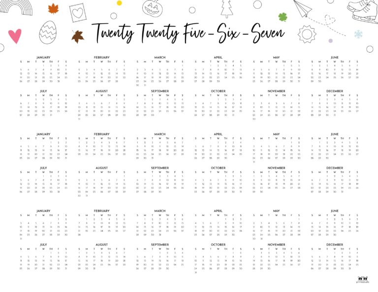 2025-2027 Three Year Calendars - 10 FREE Cals | Printabulls