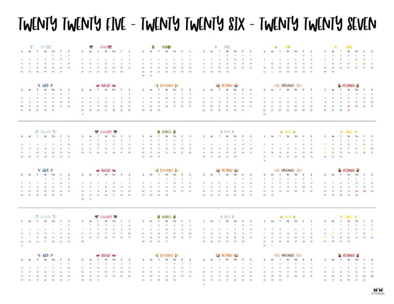 2025-2027 Three Year Calendars - 10 FREE Cals | Printabulls