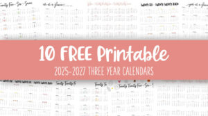 2025-2027 Three Year Calendars - 10 FREE Cals | Printabulls
