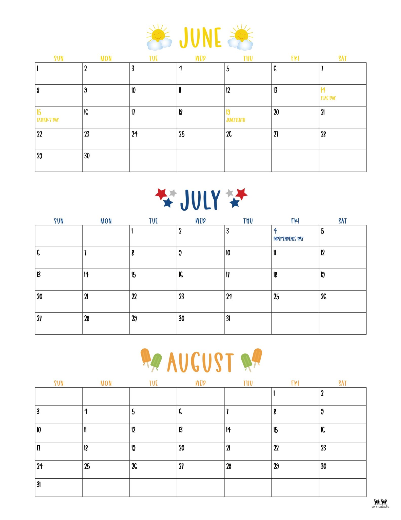 2025 Summer Calendars - 27 FREE Printables | Printabulls