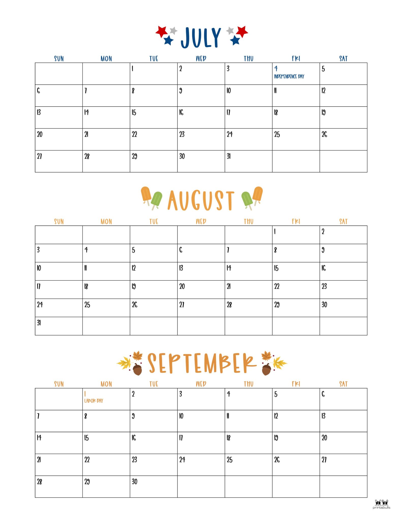 2025 Summer Calendars - 27 FREE Printables | Printabulls