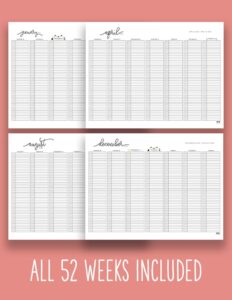 2025 Weekly Calendars - All 52 Weeks | Printabulls