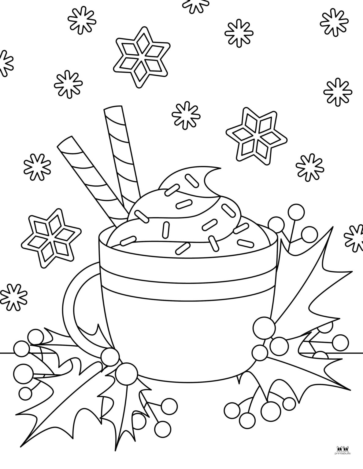 Holly Coloring Pages & Templates - FREE | Printabulls