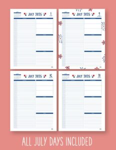 2025 Hourly/Daily Calendars - All 365 Days | Printabulls