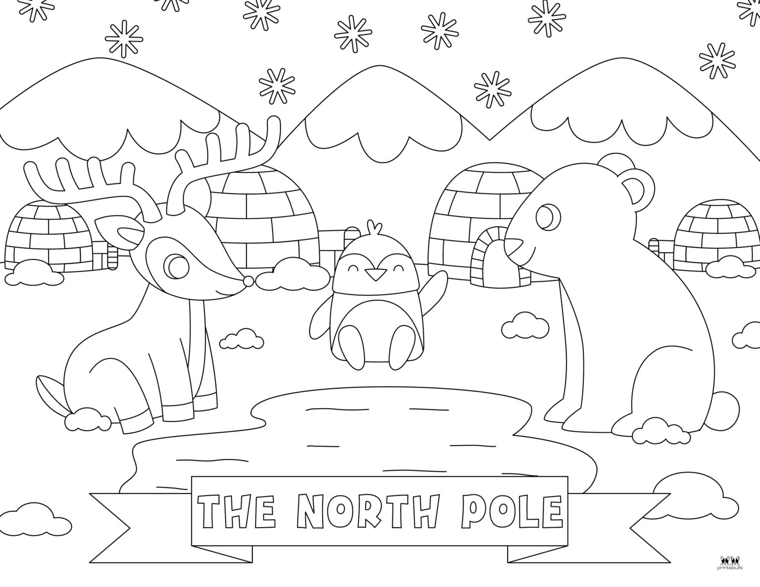 North Pole Coloring Pages - 12 FREE Pages | Printabulls