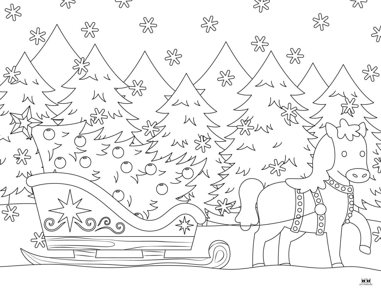 Santa Sleigh Coloring Pages & Templates - PrintaBulk