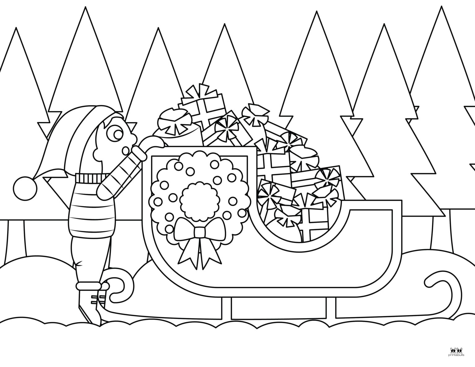 Santa Sleigh Coloring Pages & Templates | Printabulls