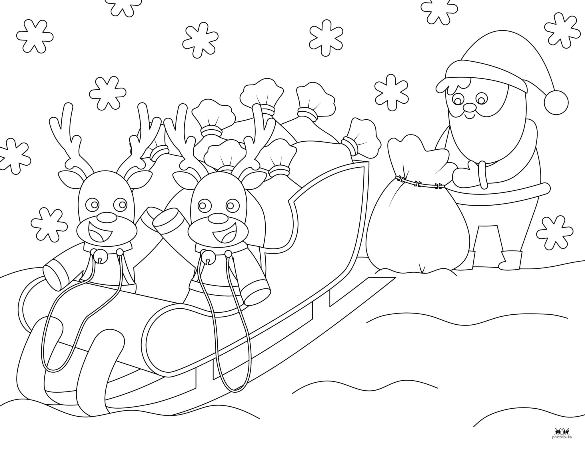Santa Sleigh Coloring Pages & Templates - PrintaBulk