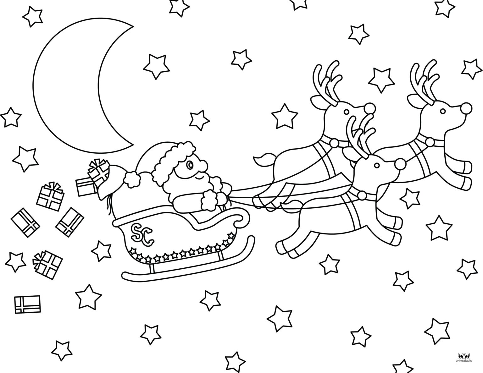 Santa Sleigh Coloring Pages & Templates | Printabulls