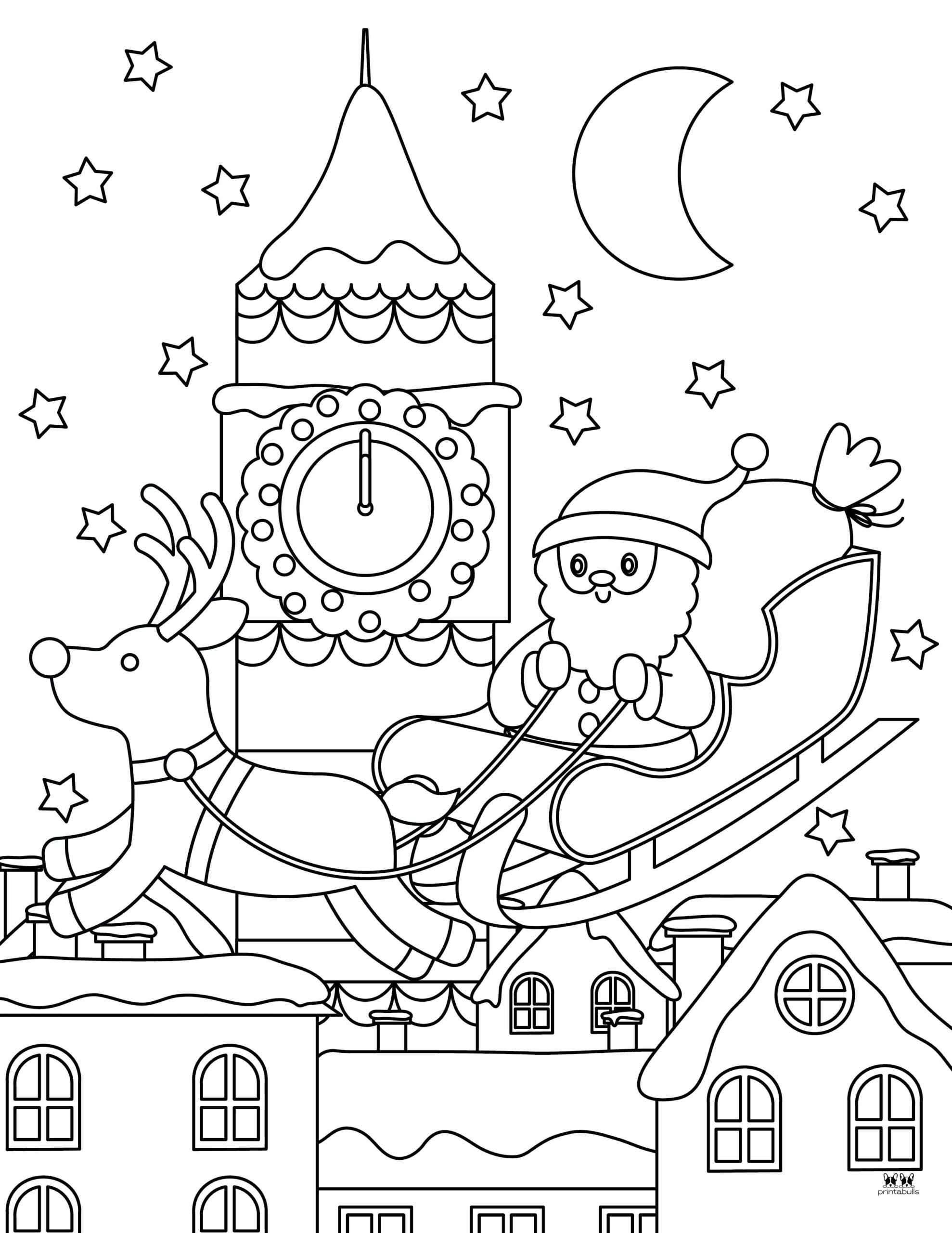 Santa Sleigh Coloring Pages & Templates | Printabulls