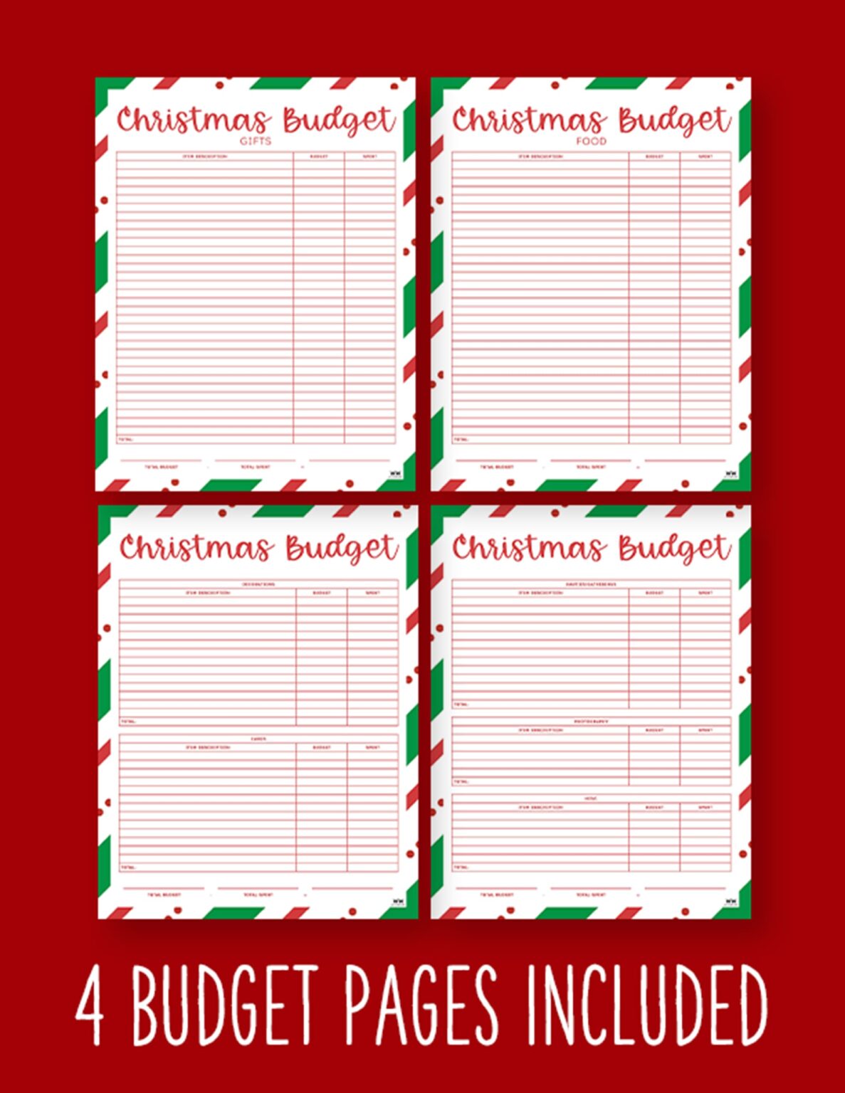 Christmas Budget Templates - 12 FREE Pages | Printabulls