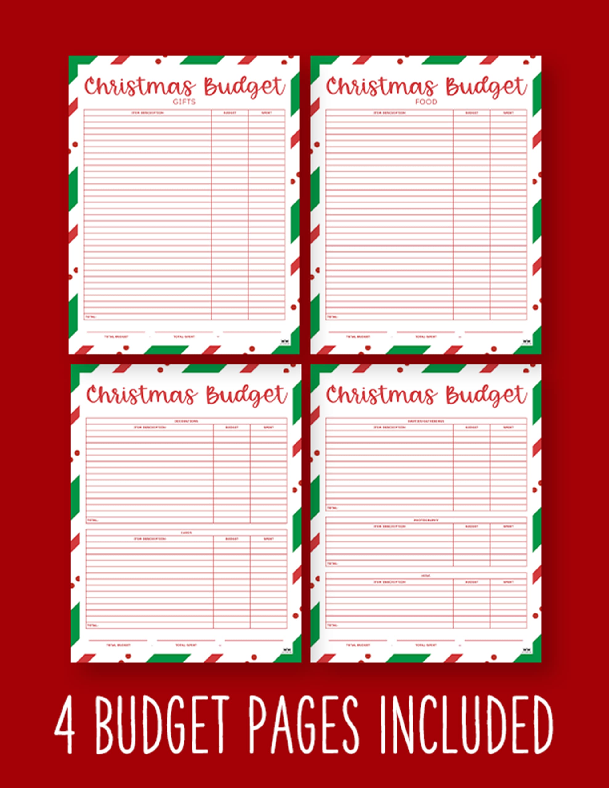Christmas Budget Templates - 12 FREE Pages | Printabulls