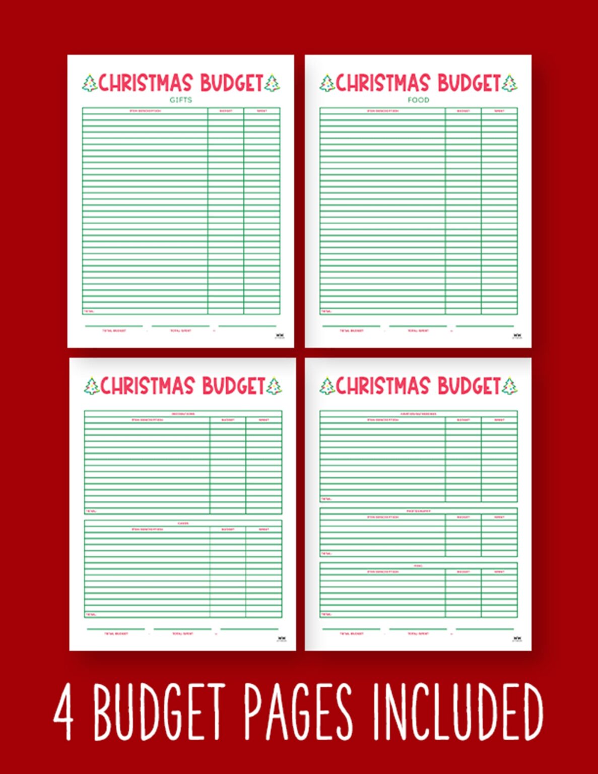 Christmas Budget Templates - 12 FREE Pages | Printabulls