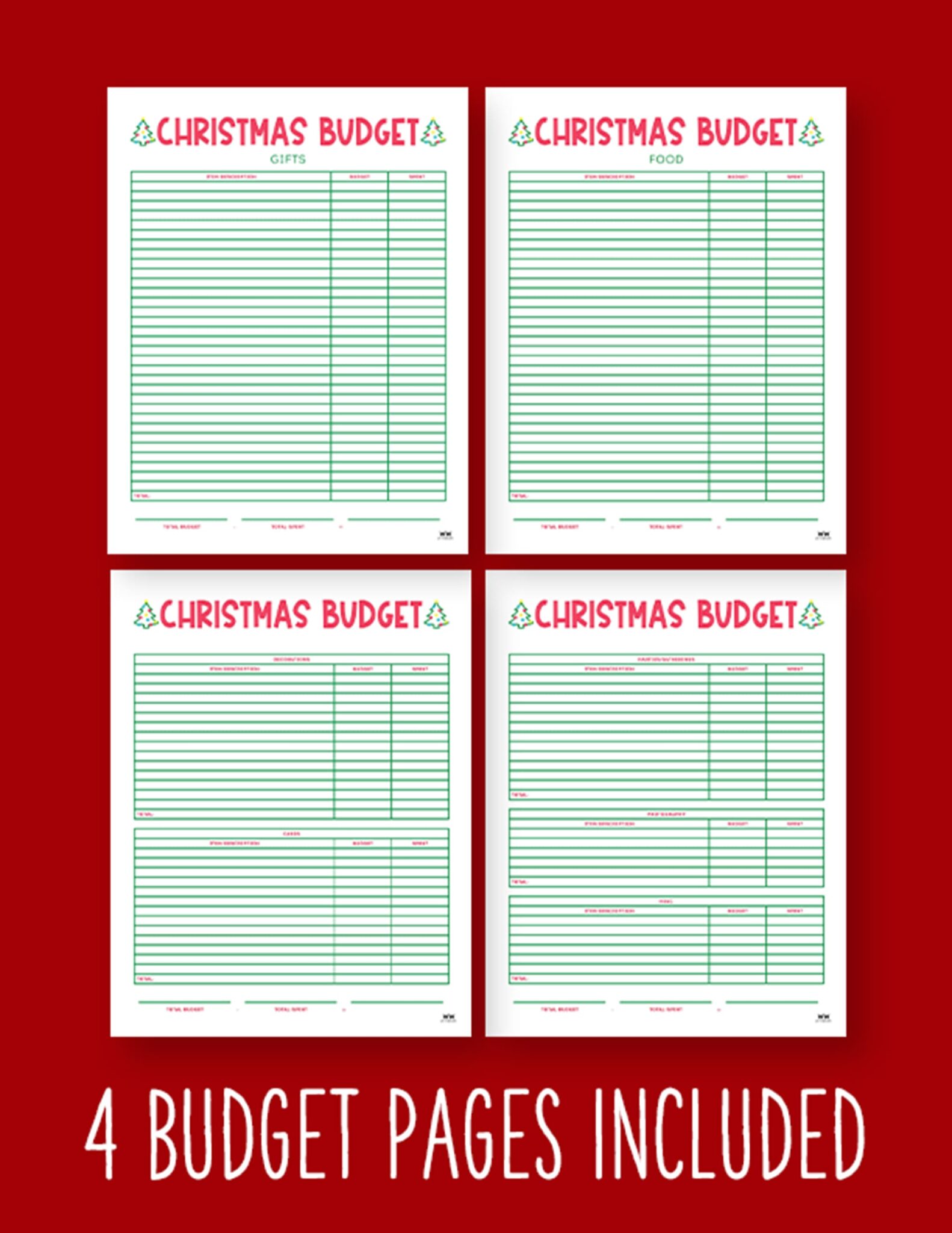 Christmas Budget Templates - 12 FREE Pages | Printabulls