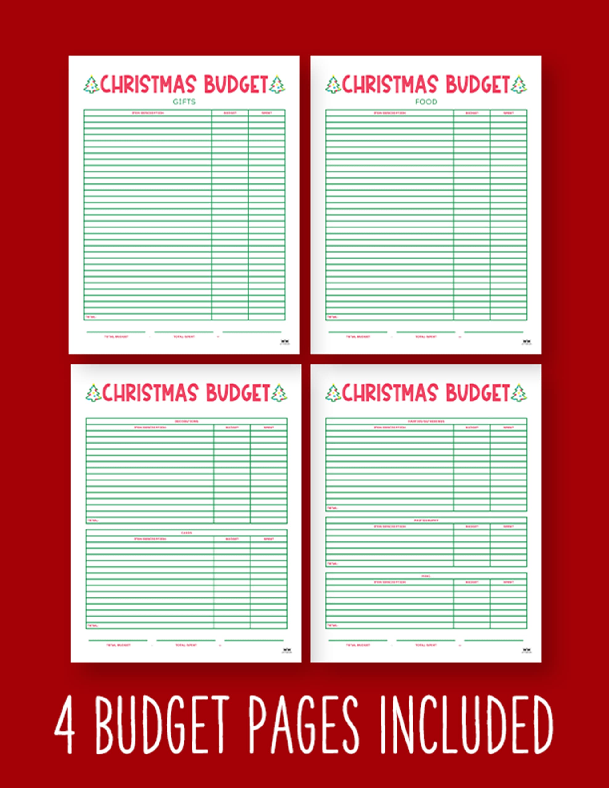 Christmas Budget Templates - 12 FREE Pages | Printabulls