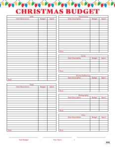 Christmas Budget Templates - 12 FREE Pages | Printabulls