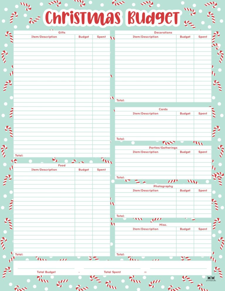 Christmas Budget Templates - 12 FREE Pages | Printabulls