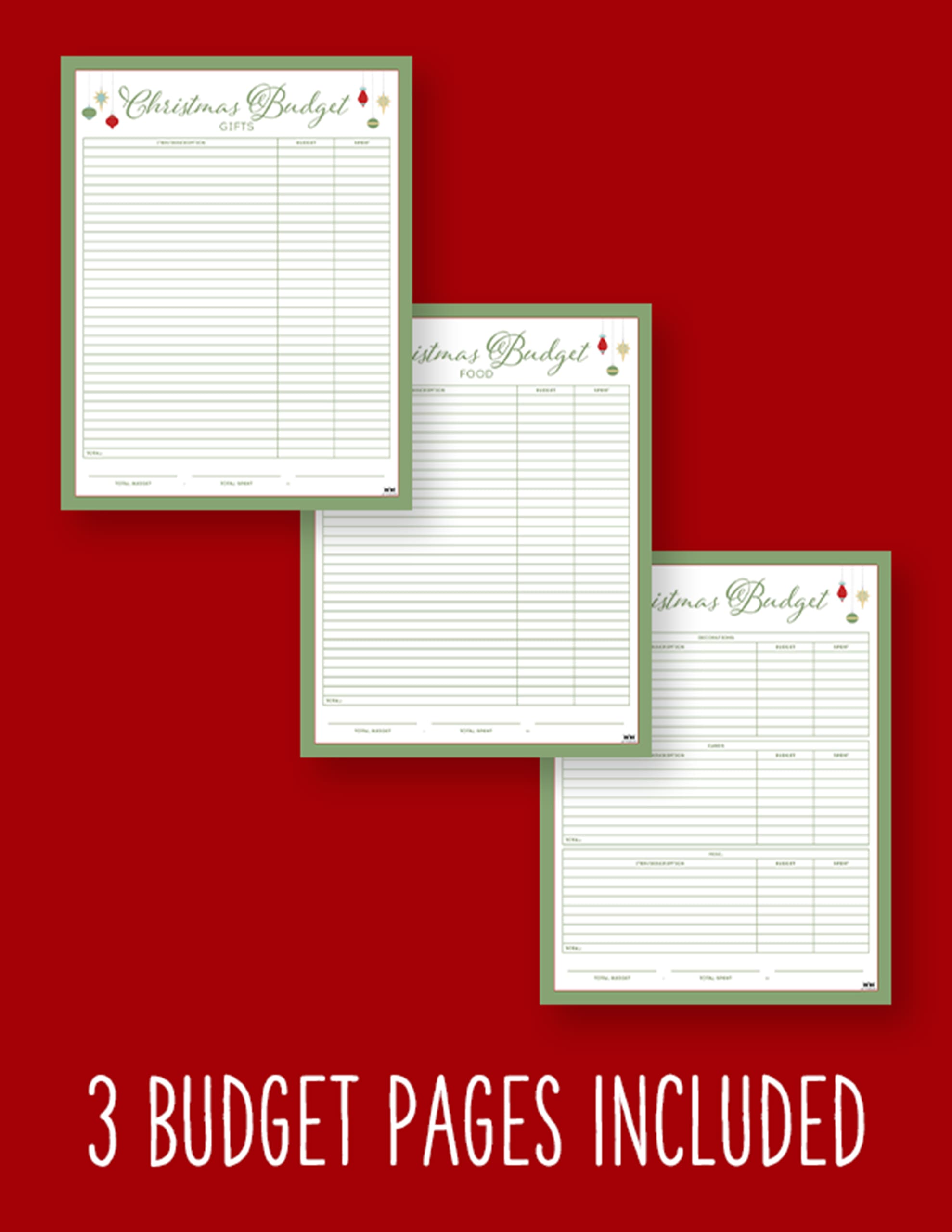 Christmas Budget Templates - 12 FREE Pages | Printabulls
