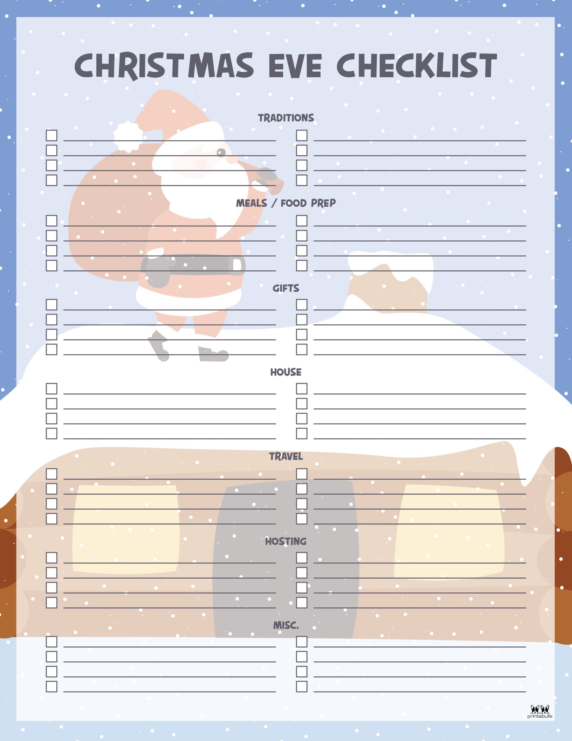 Christmas Eve Checklists - 5 FREE Checklists | Printabulls