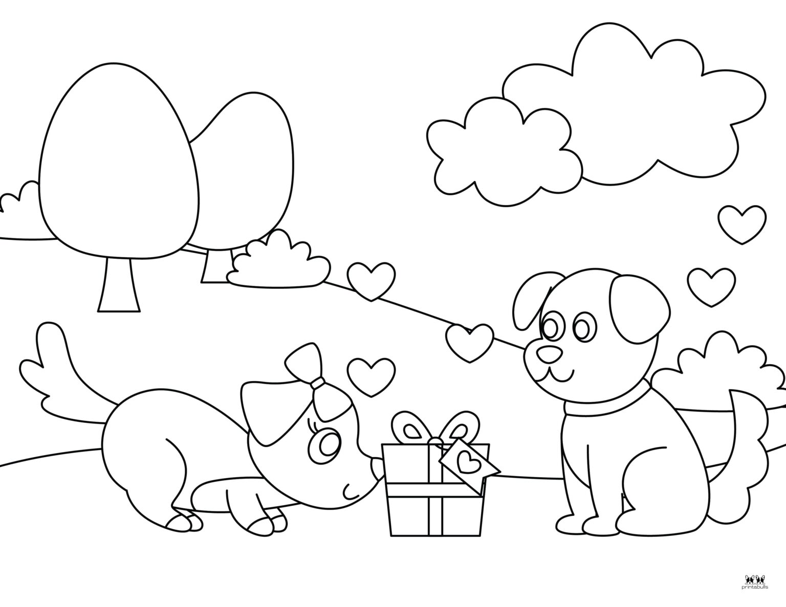 Puppy Valentine's Day Coloring Pages - FREE | Printabulls