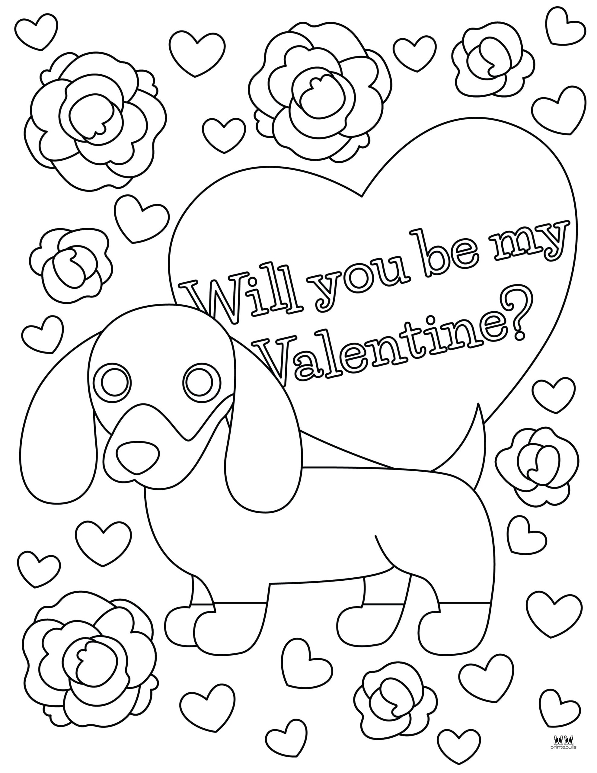 Puppy Valentine's Day Coloring Pages - FREE | Printabulls