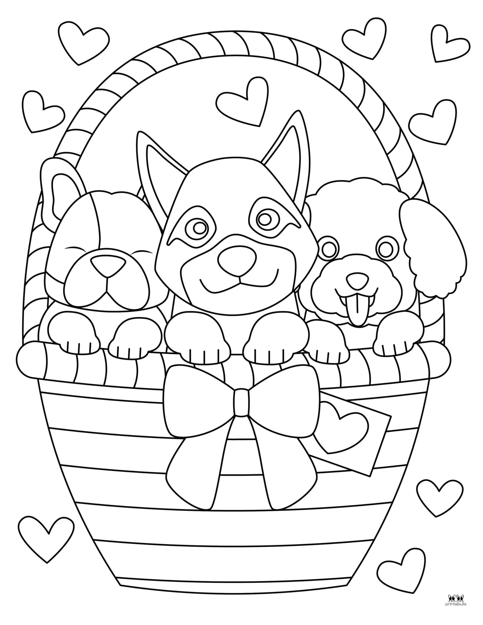 Puppy Valentine's Day Coloring Pages - FREE | Printabulls