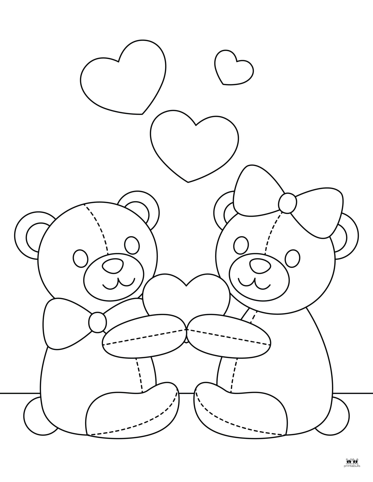 Teddy Bear Valentine's Day Coloring Pages - PrintaBulk